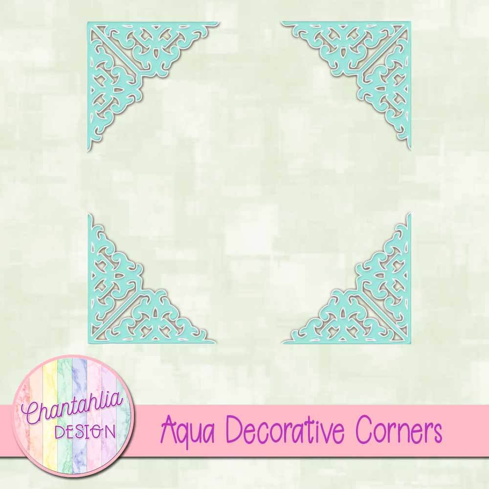 Free Decorative Corners Design Elements in Aqua