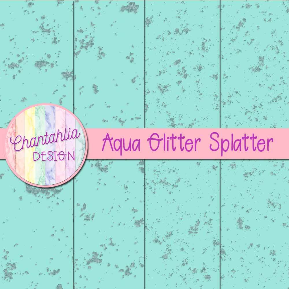 Free Digital Papers featuring Aqua Glitter Splatter Designs