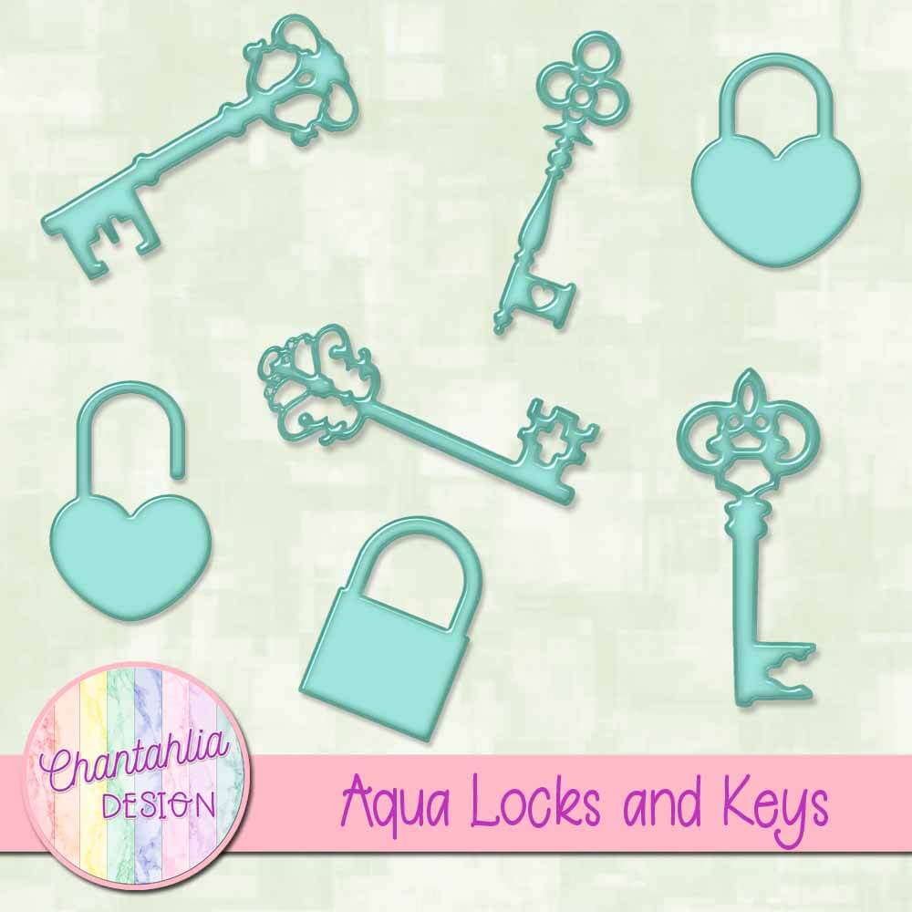 Free Aqua Locks and Keys Design Elements