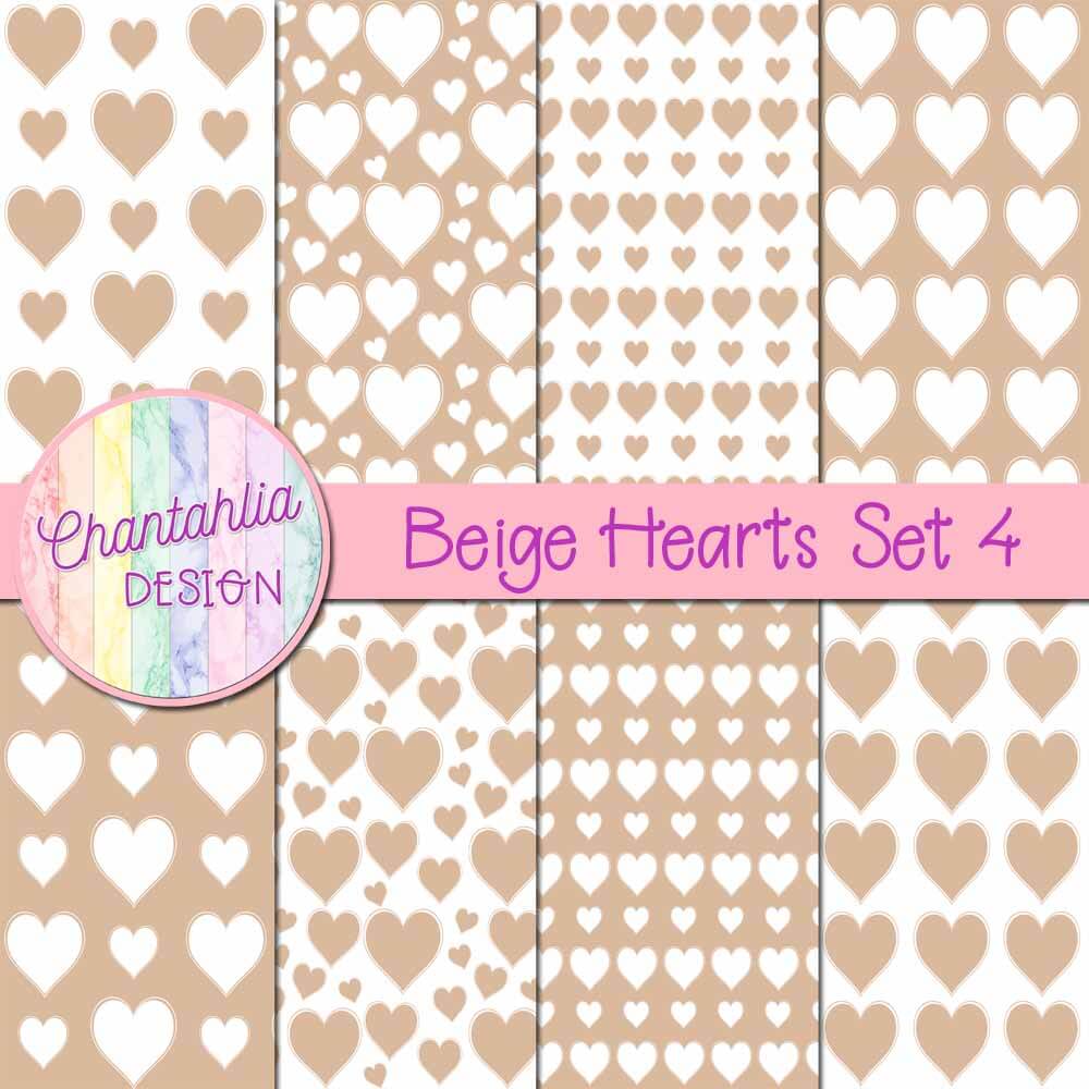 Free Digital Papers featuring Beige Hearts Designs