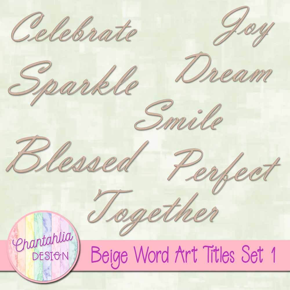 Free Beige Word Art Titles Design Elements