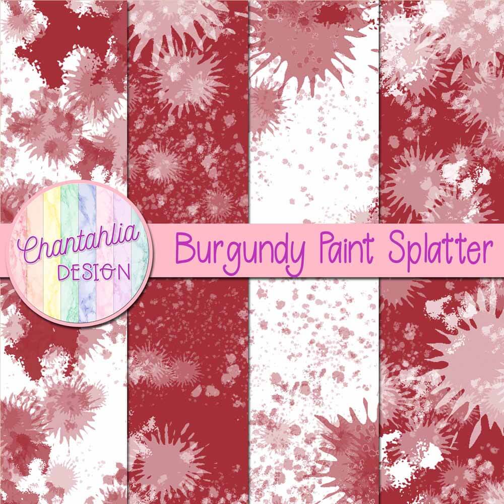 Free Digital Papers featuring Burgundy Paint Splatter Designs