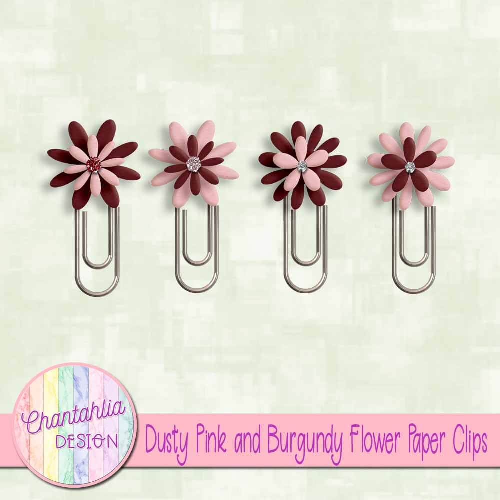 Free Dusty Pink and Daffodil Flower Paper Clips for Digital Scrapbooking