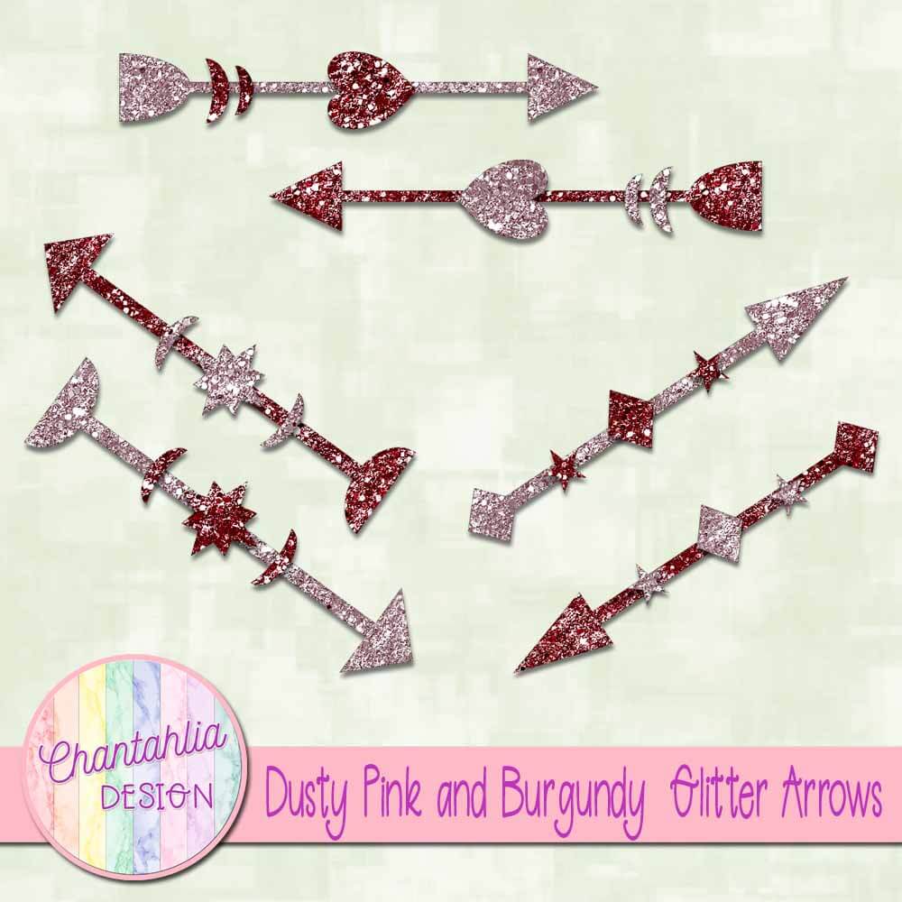 Free Dusty Pink and Daffodil Glitter Arrows for Digital Scrapbooking