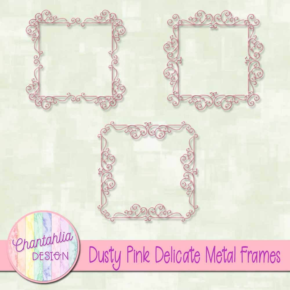 Free Dusty Pink Delicate Metal Frames Design Elements