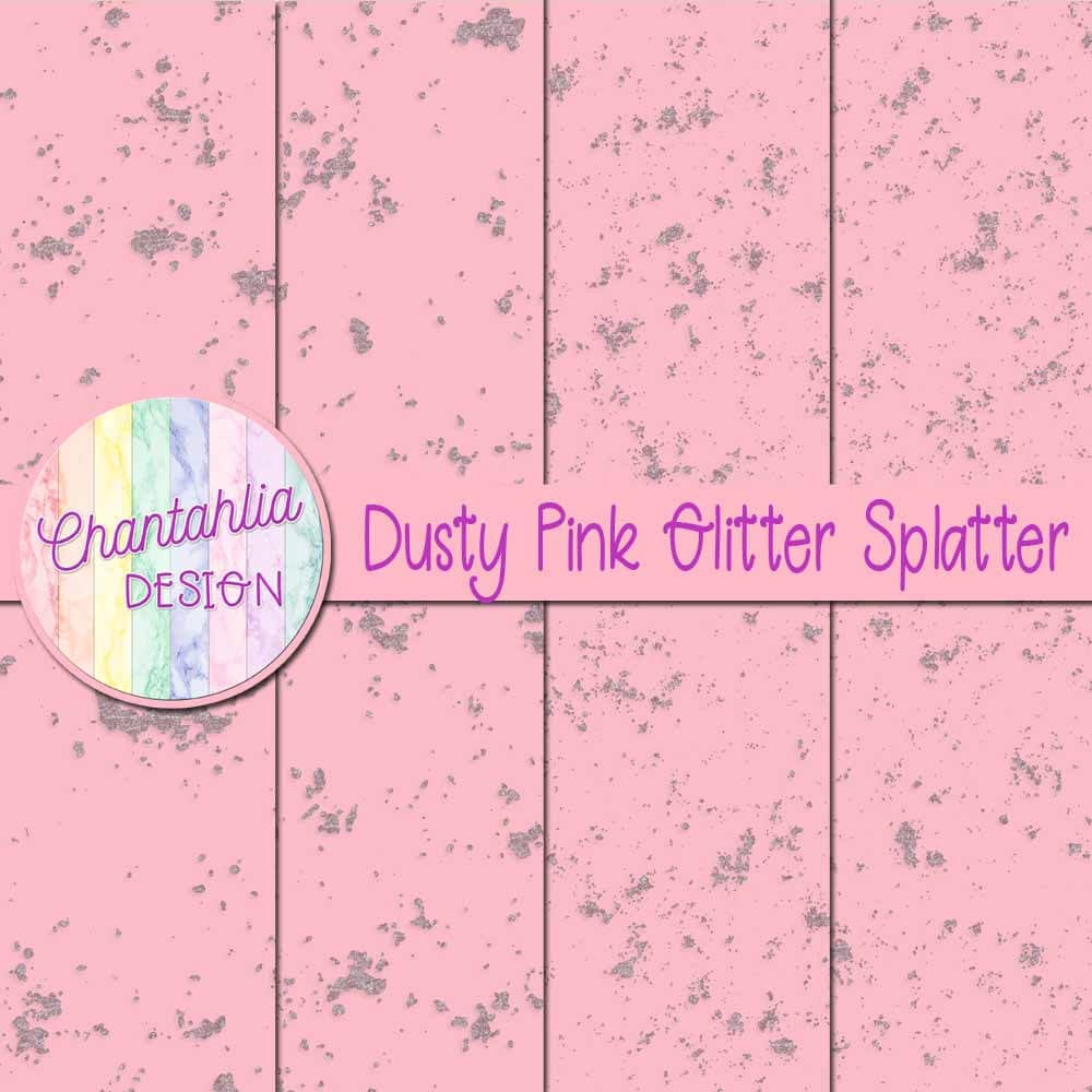 Free Digital Papers featuring Dusty Pink Glitter Splatter Designs