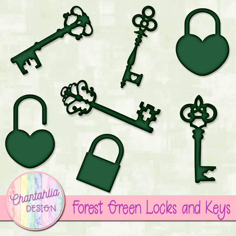 Free Forest Green Locks and Keys Design Elements