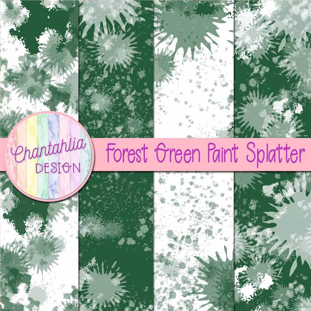 Free Digital Papers featuring Forest Green Paint Splatter Designs