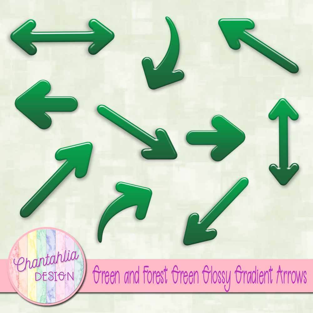 Free Green and Forest Green Glossy Gradient Arrows for Digital Scrapbooking