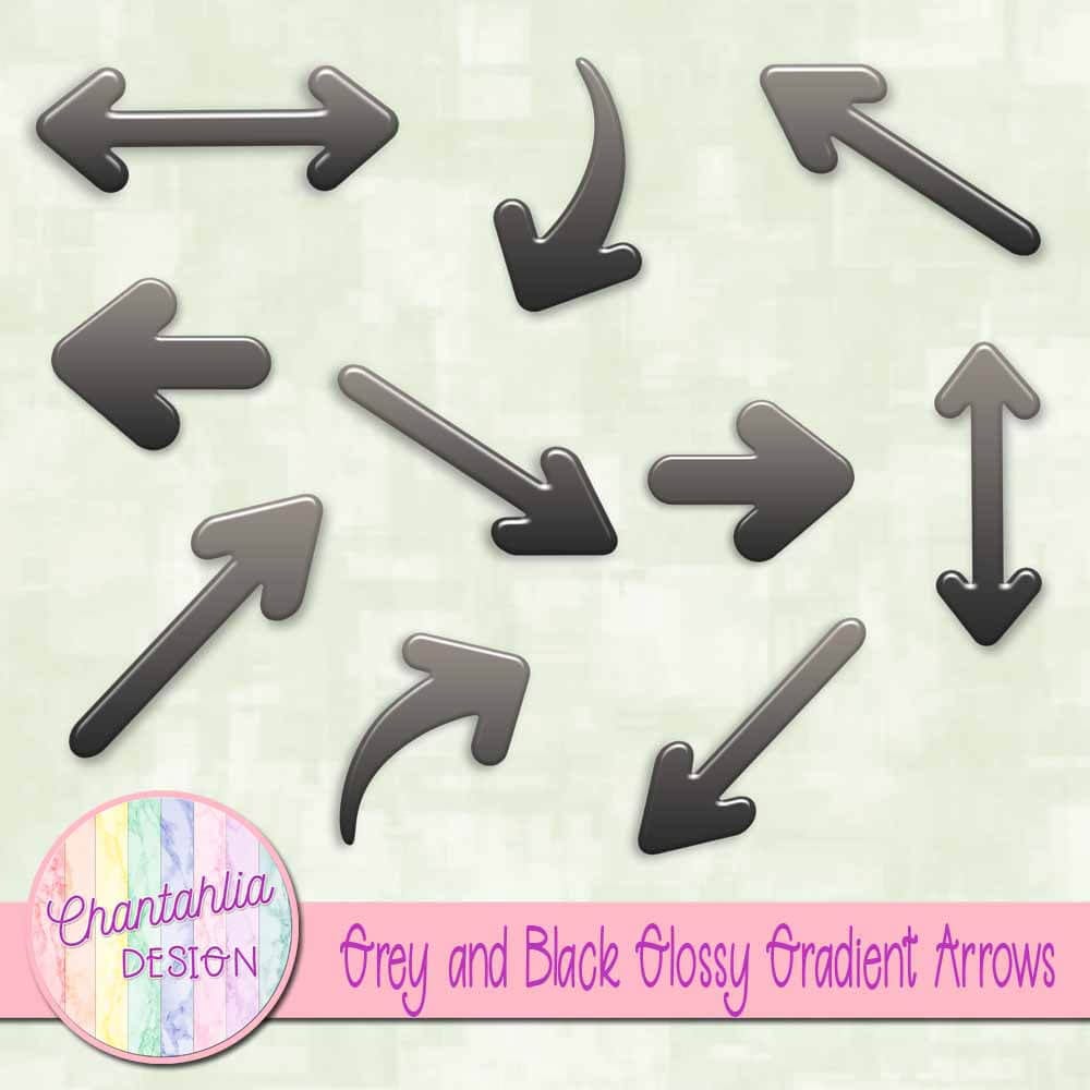 Free Grey and Black Glossy Gradient Arrows for Digital Scrapbooking