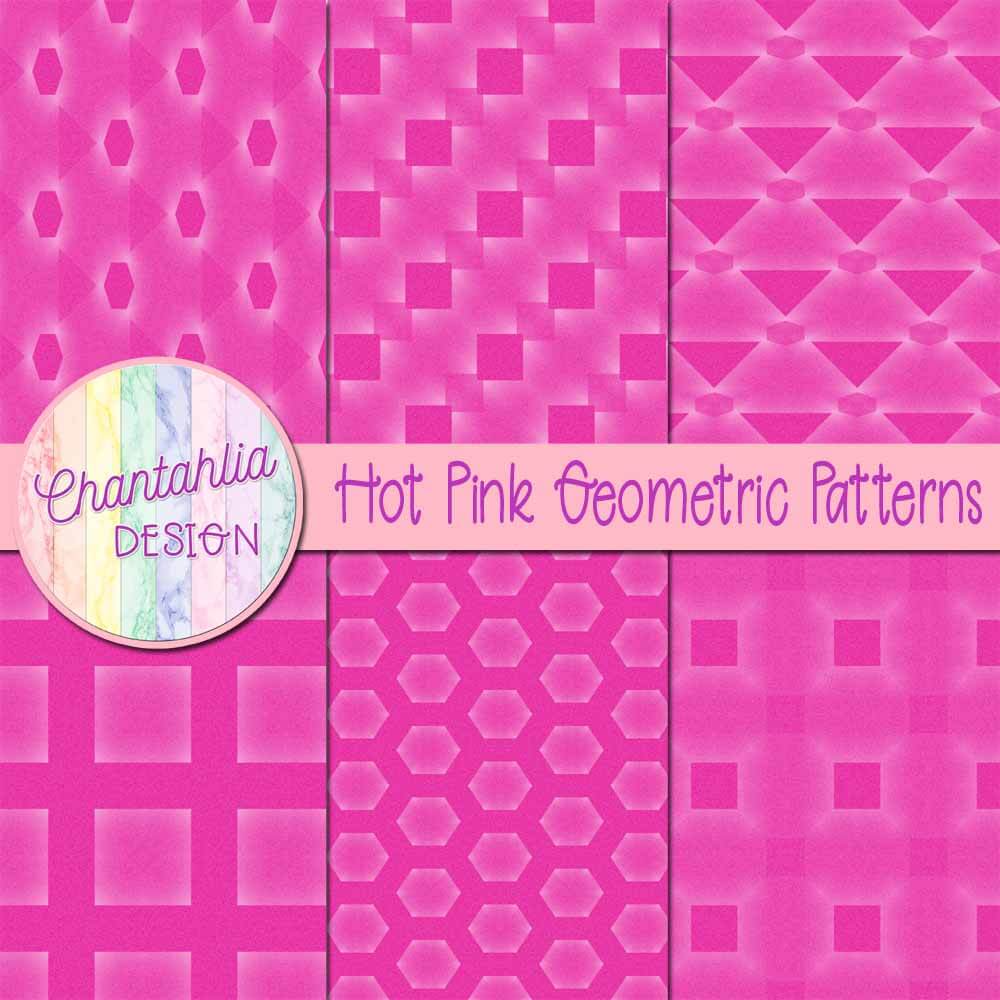 Free Digital Papers featuring Hot Pink Geometric Designs
