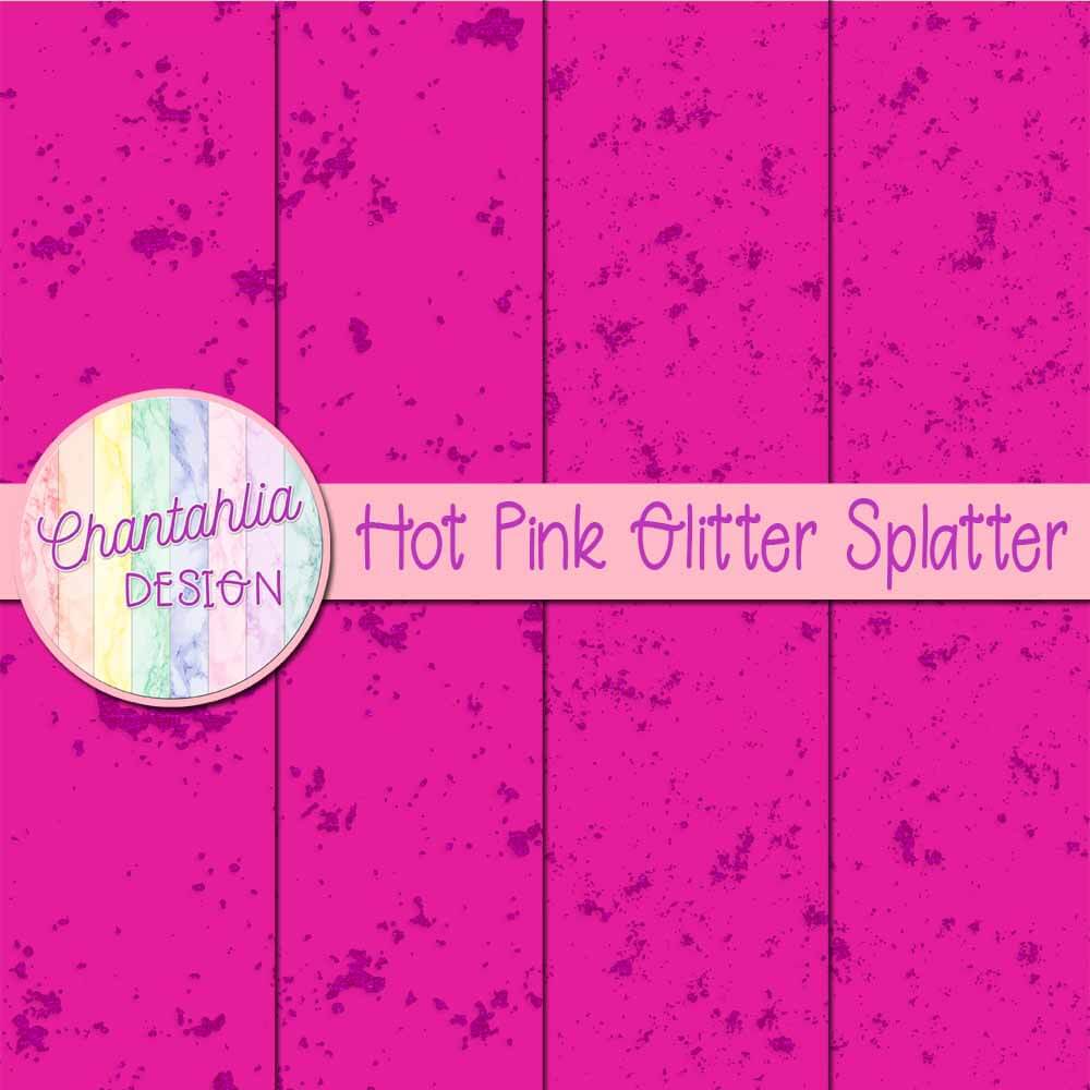 Free Digital Papers featuring Hot Pink Glitter Splatter Designs