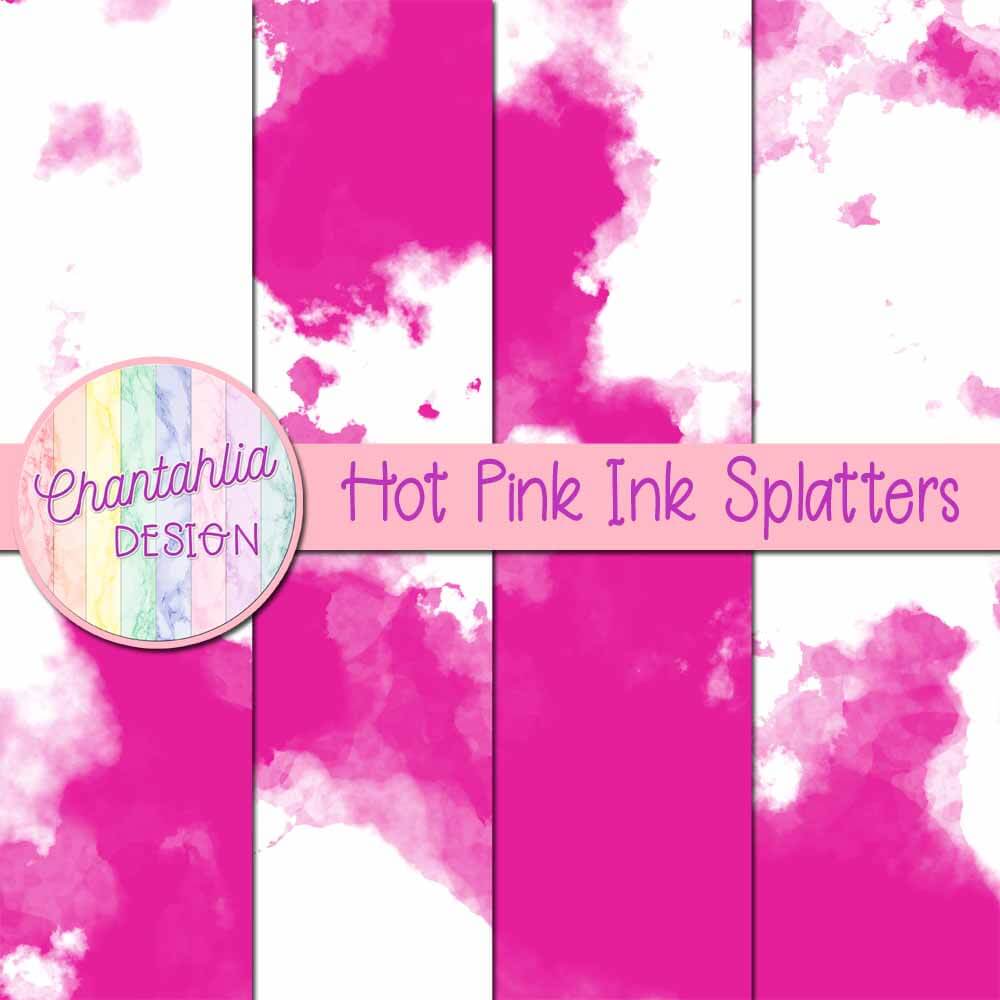 Free Digital Papers featuring Hot Pink Ink Splatters Designs