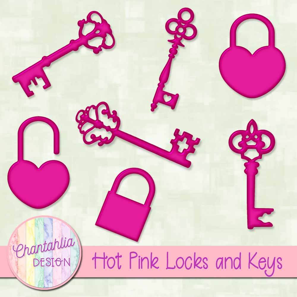 Free Hot Pink Locks and Keys Design Elements