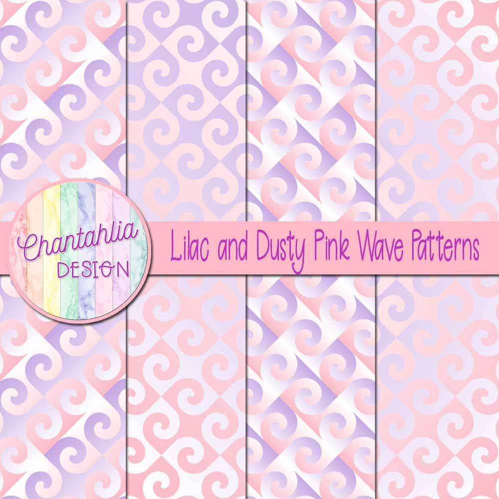 Free Lilac and Dusty Pink Digital Papers with Wave Designs