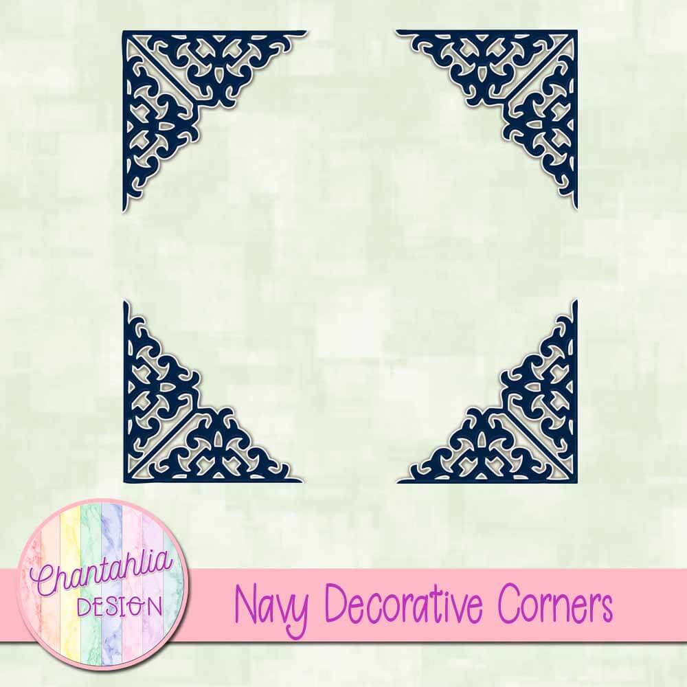 Free Decorative Corners Design Elements in Navy