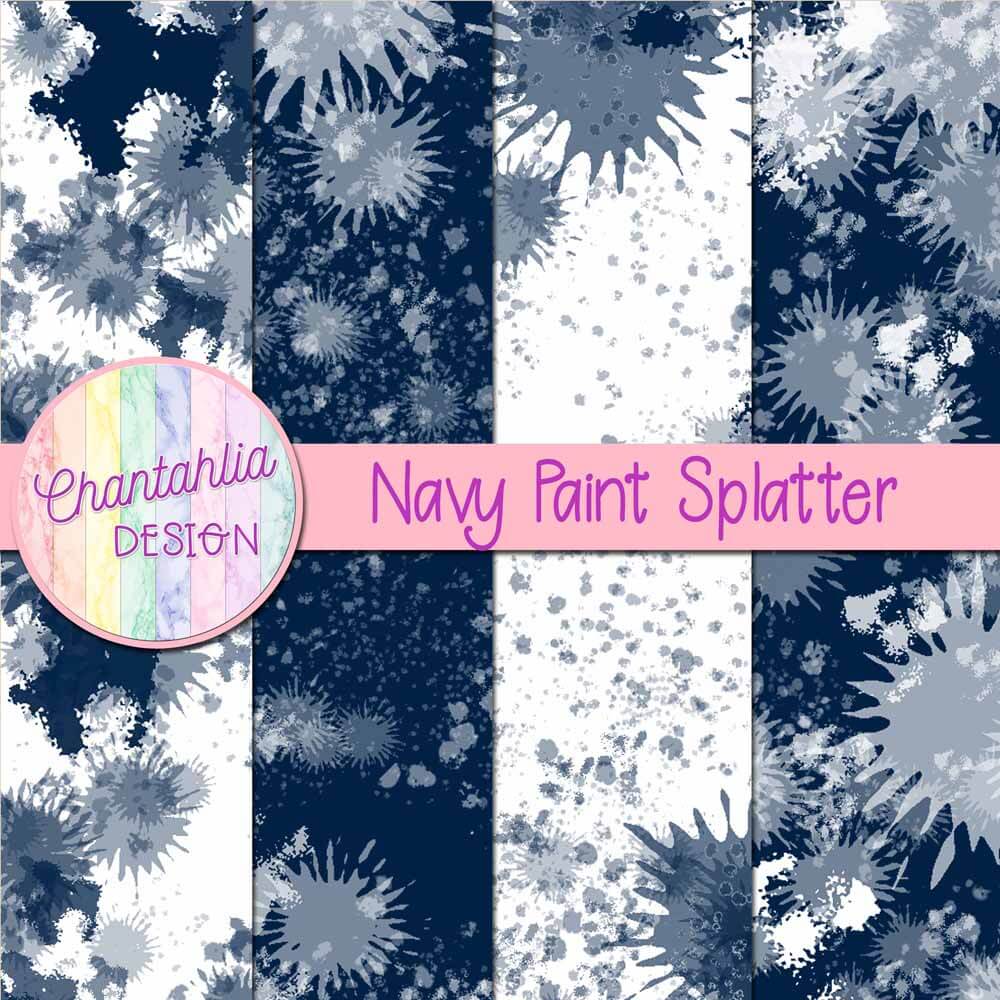 Free Digital Papers featuring Navy Paint Splatter Designs