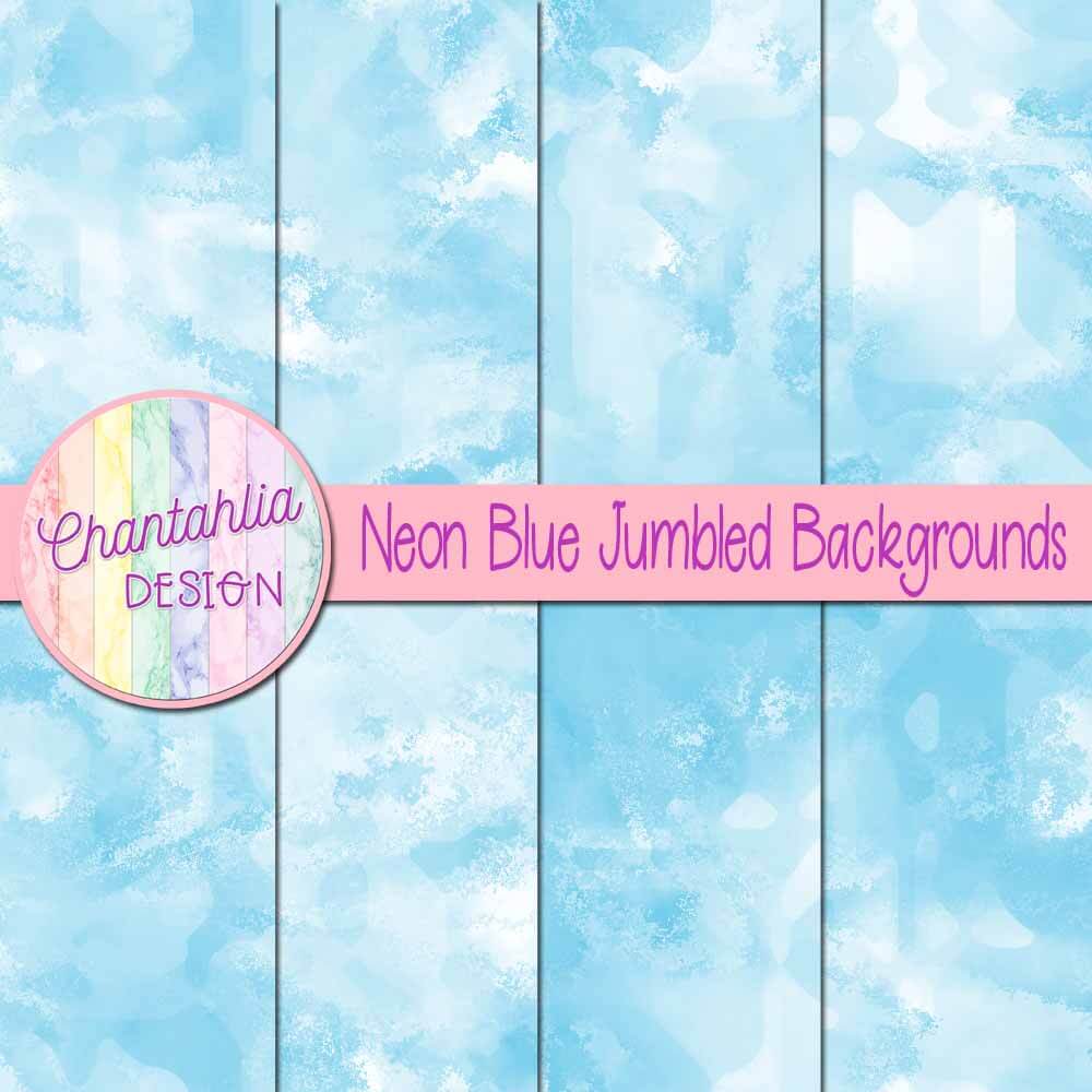 Free Digital Papers featuring Neon Blue Jumbled Designs