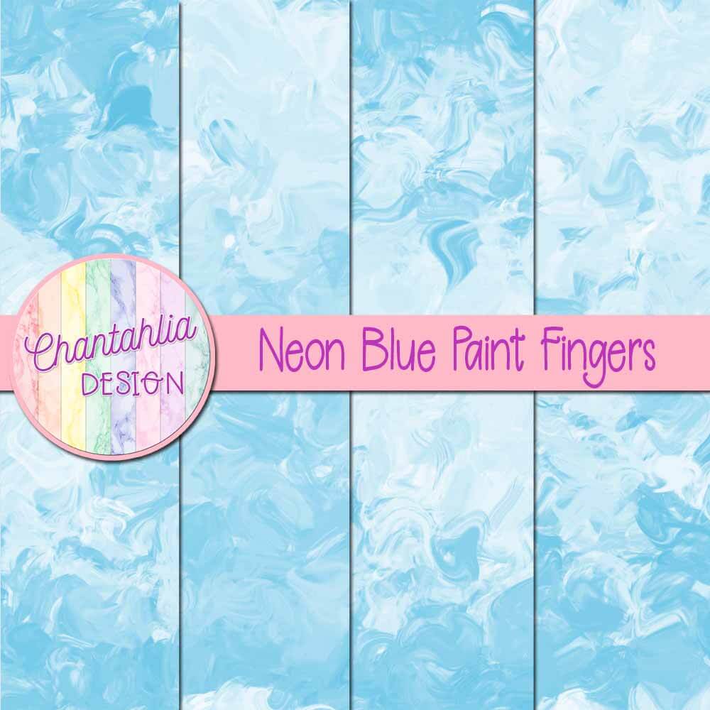 Free Digital Papers featuring Neon Blue Paint Fingers Designs
