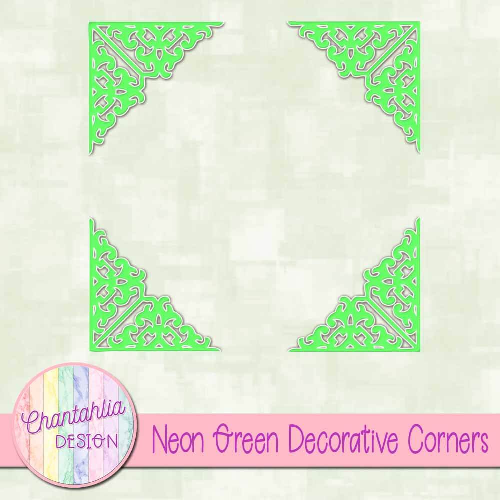 Free Decorative Corners Design Elements in Neon Green