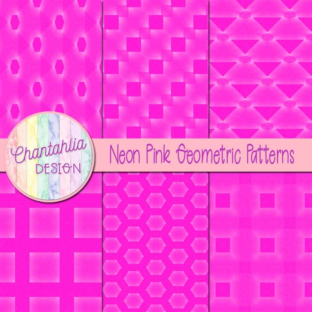 Free Digital Papers featuring Neon Pink Geometric Designs