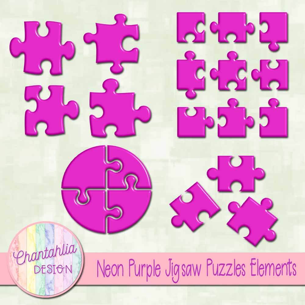 Free Neon Purple Jigsaw Puzzles Design Elements