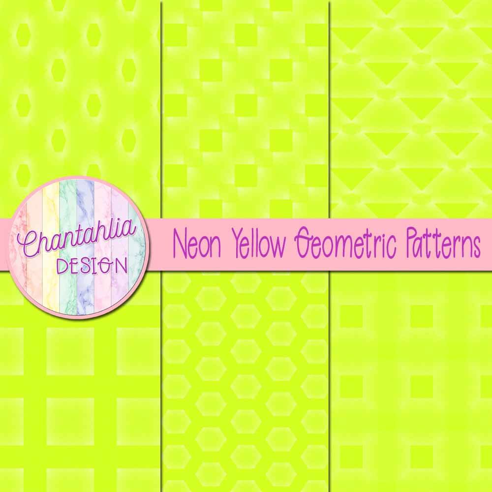 Free Digital Papers featuring Neon Yellow Geometric Designs