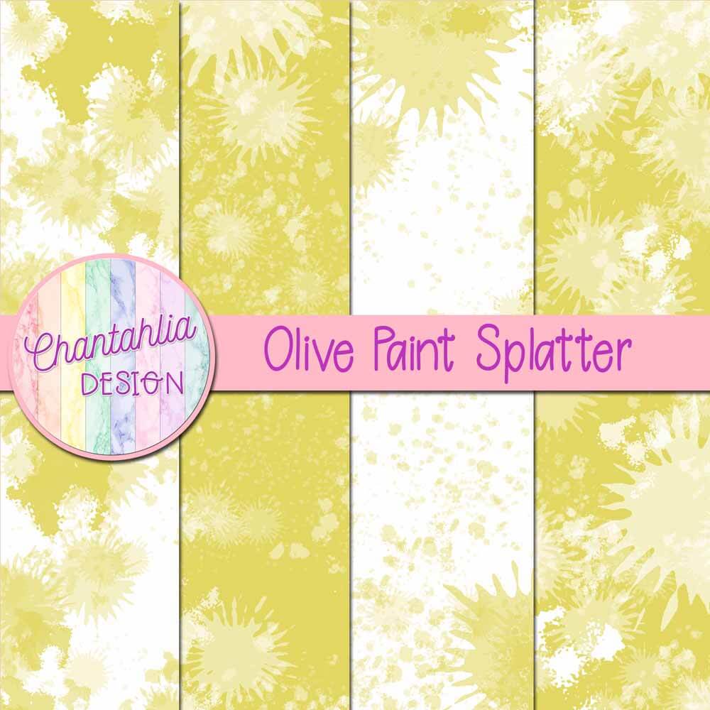 Free Digital Papers featuring Olive Paint Splatter Designs