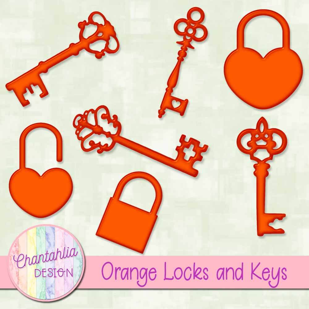 Free Orange Locks and Keys Design Elements