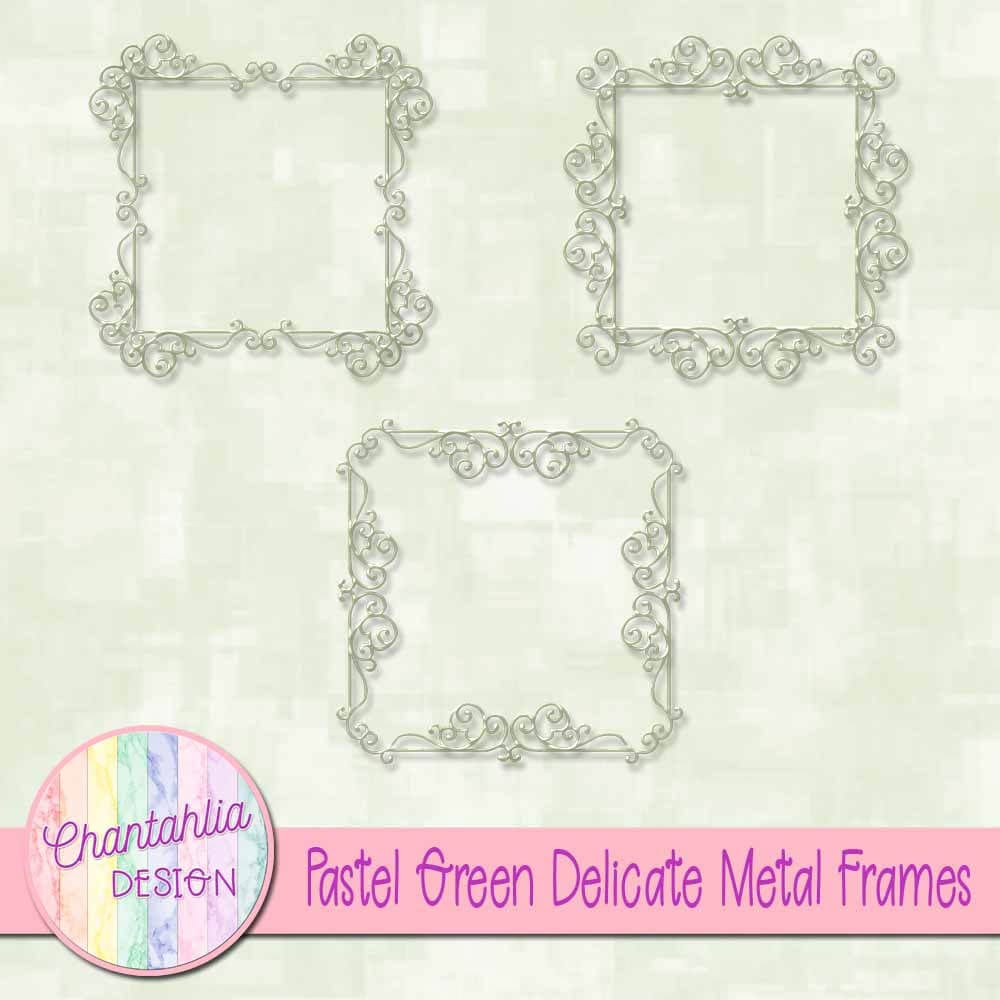 Free Pastel Green Delicate Metal Frames Design Elements