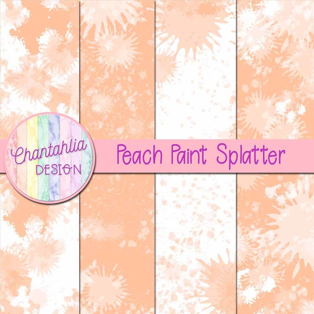 Free Digital Papers featuring Peach Paint Splatter Designs