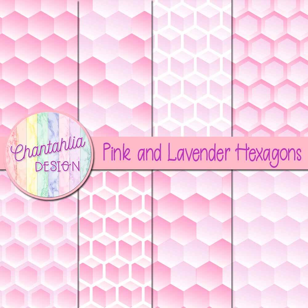 Free Pink and Lavender Digital Papers with Hexagons Designs