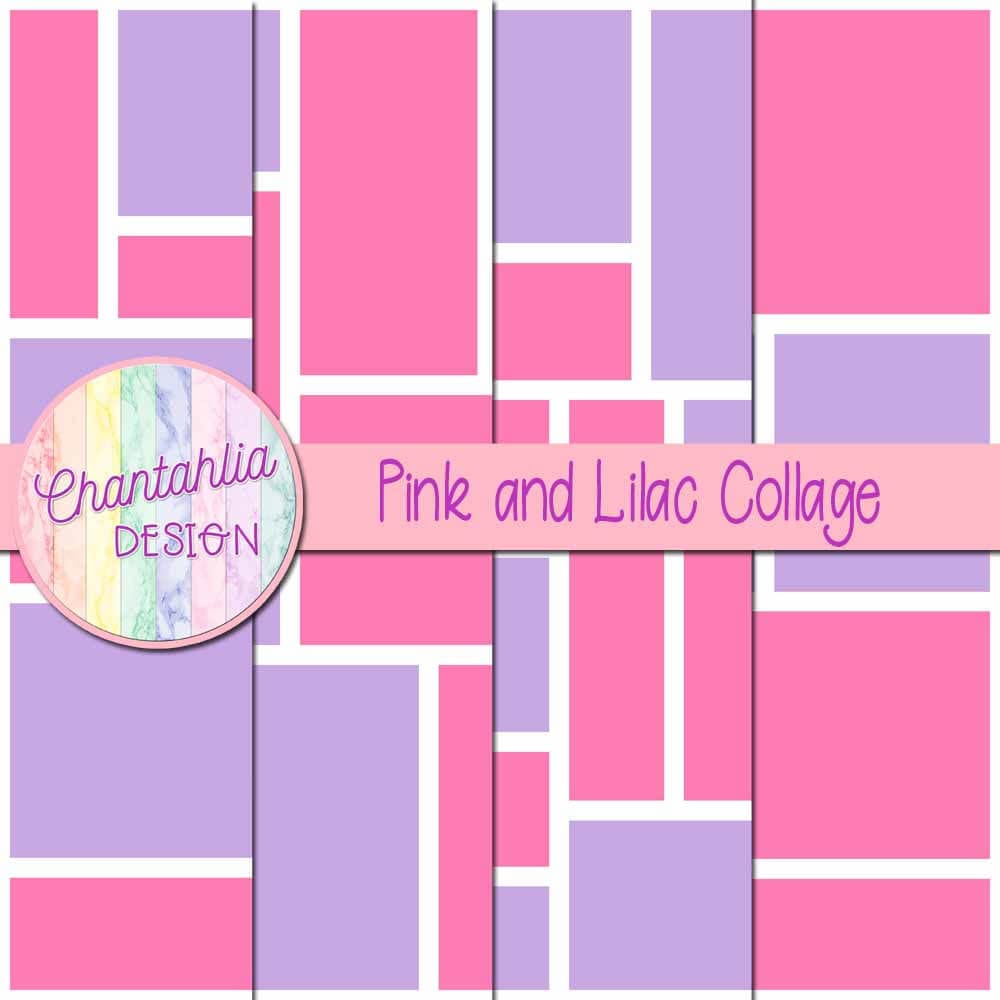 Free Pink and Lilac Digital Papers with Collage Designs