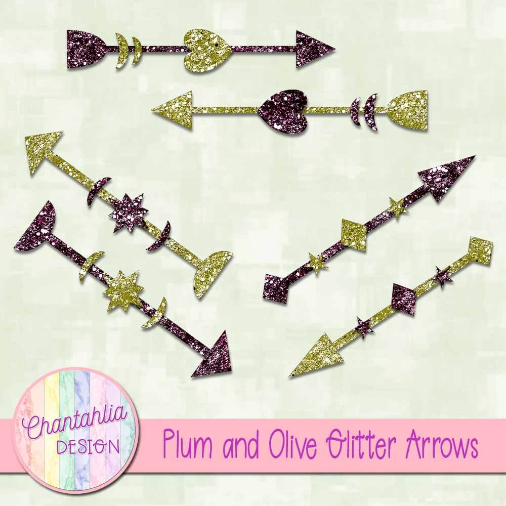 Free Plum and Olive Glitter Arrows for Digital Scrapbooking