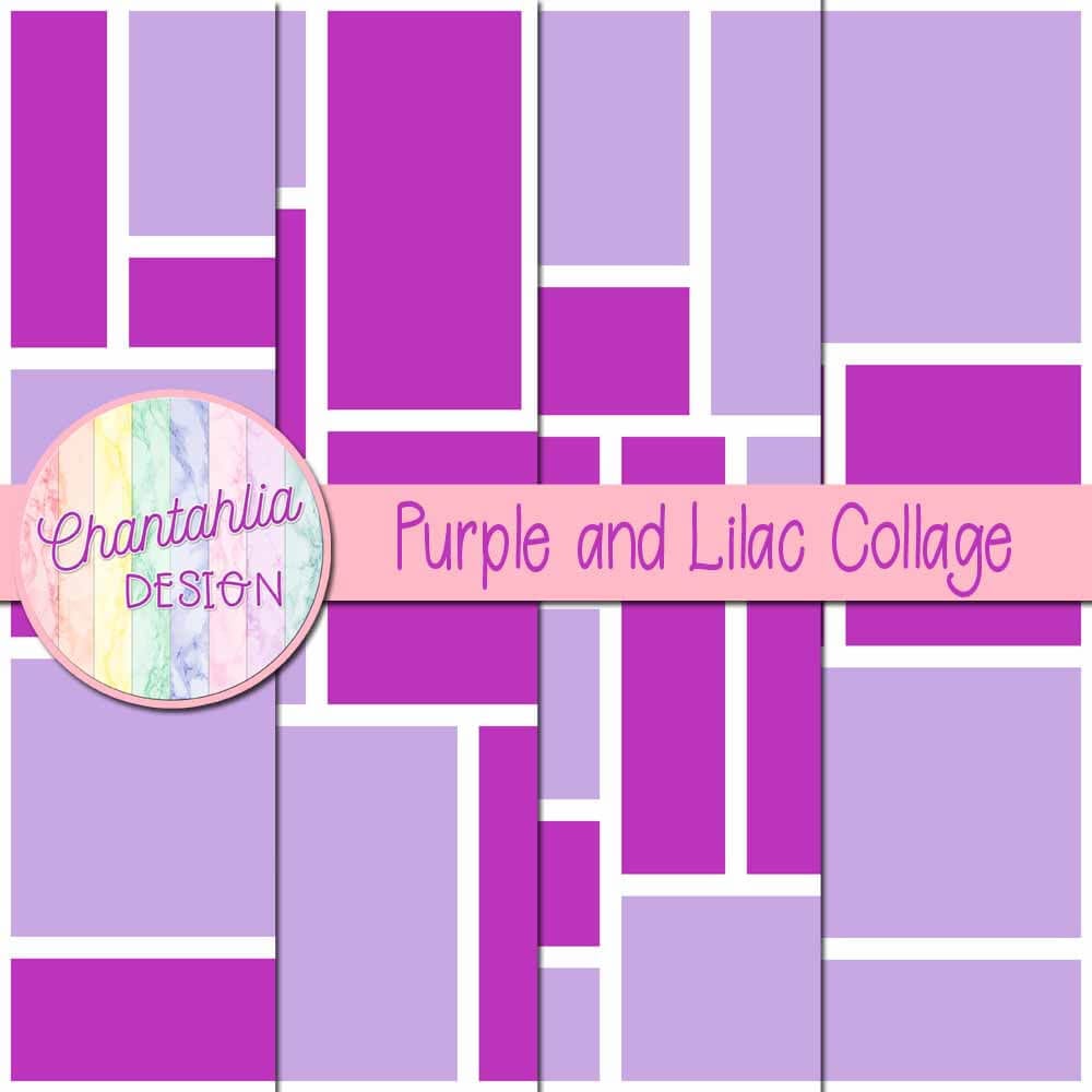 Free Purple and Lilac Digital Papers with Collage Designs