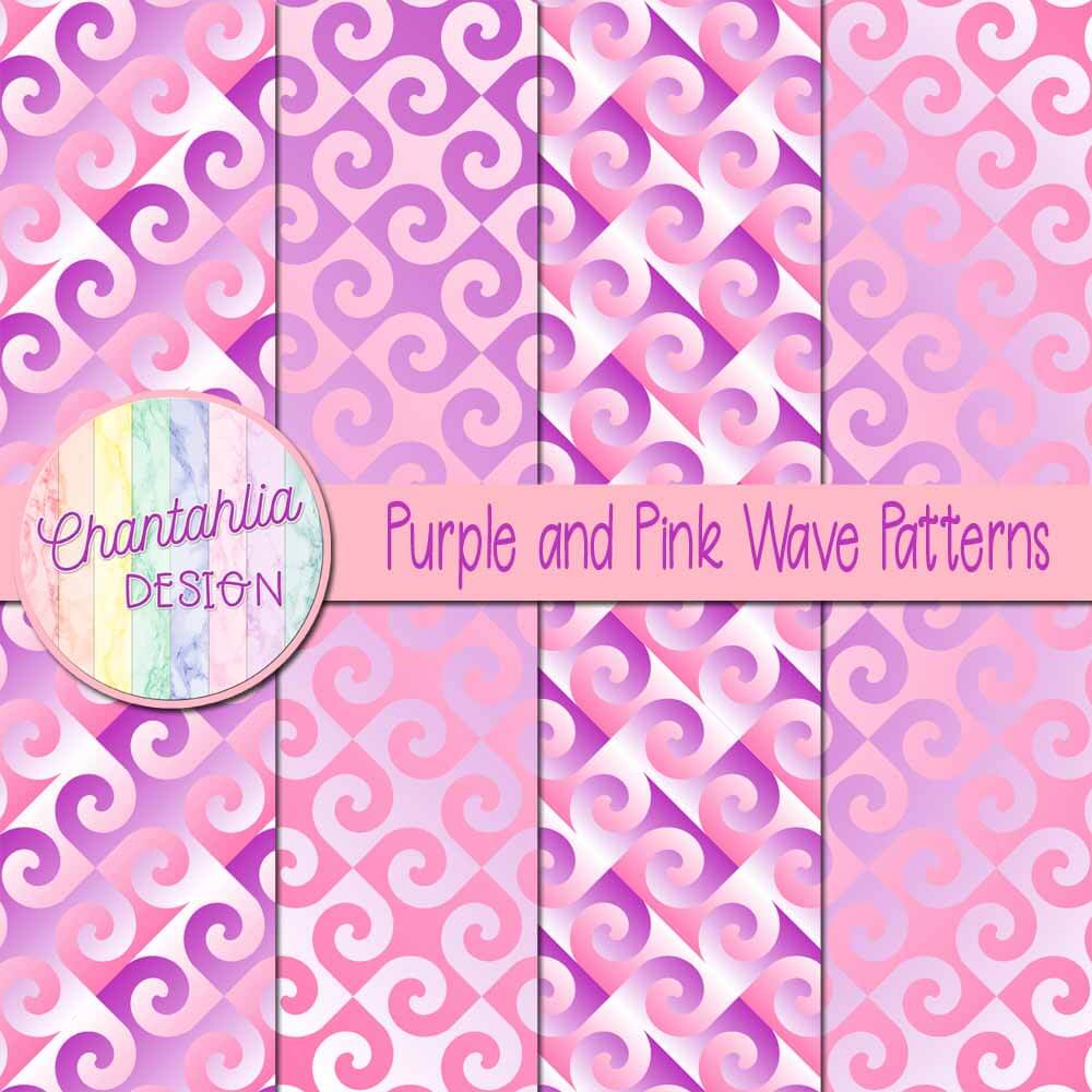Free Purple and Pink Digital Papers with Wave Designs