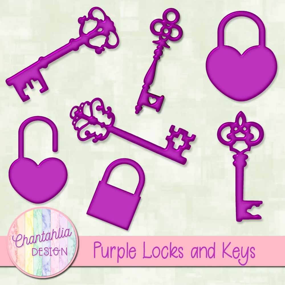 Free Purple Locks and Keys Design Elements
