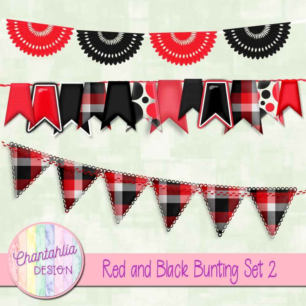 Free Red and Black Bunting for Digital Scrapbooking