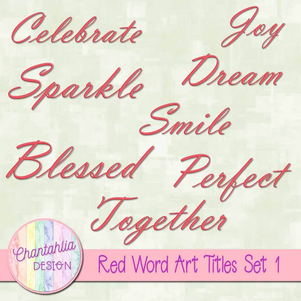 Free Red Word Art Titles Design Elements