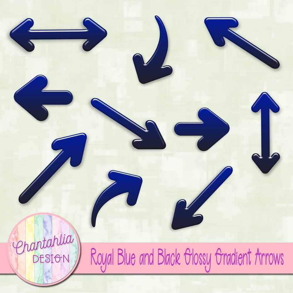 Free Royal Blue and Black Glossy Gradient Arrows for Digital Scrapbooking