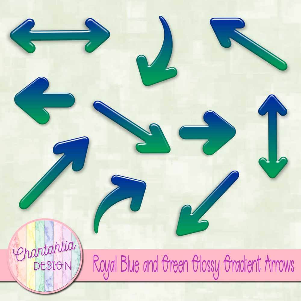 Free Royal Blue and Green Glossy Gradient Arrows for Digital Scrapbooking