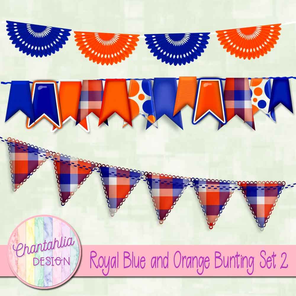 Free Royal Blue and Orange Bunting for Digital Scrapbooking