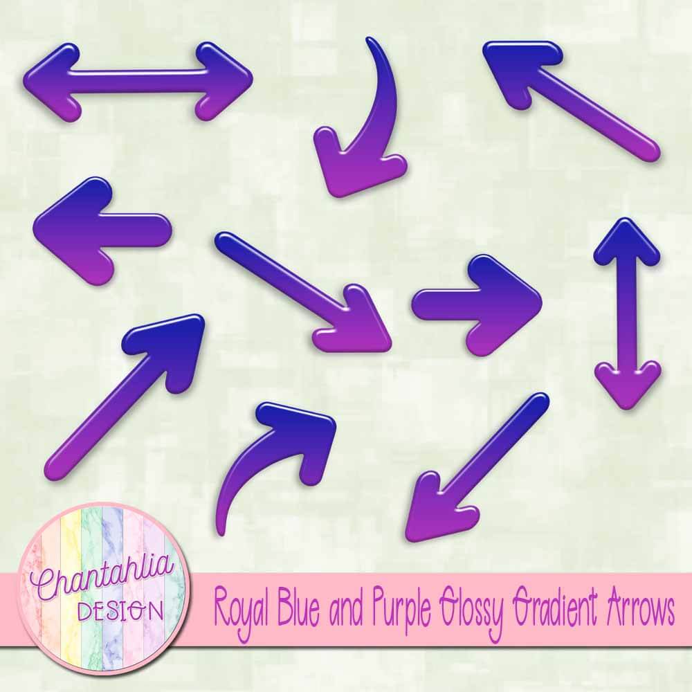 Free Royal Blue and Purple Glossy Gradient Arrows for Digital Scrapbooking