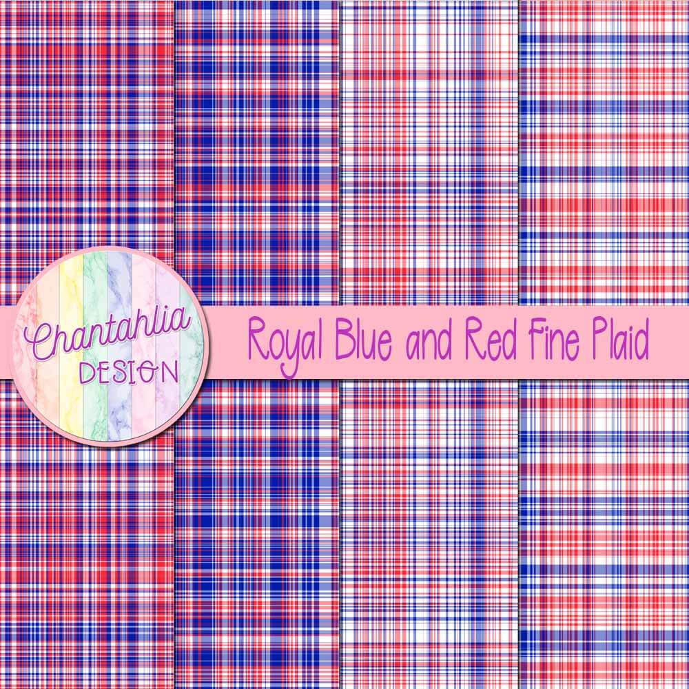 Free Royal Blue and Red Digital Papers with Fine Plaid Designs