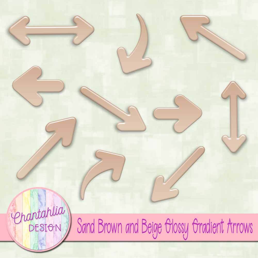 Free Sand Brown and Beige Glossy Gradient Arrows for Digital Scrapbooking