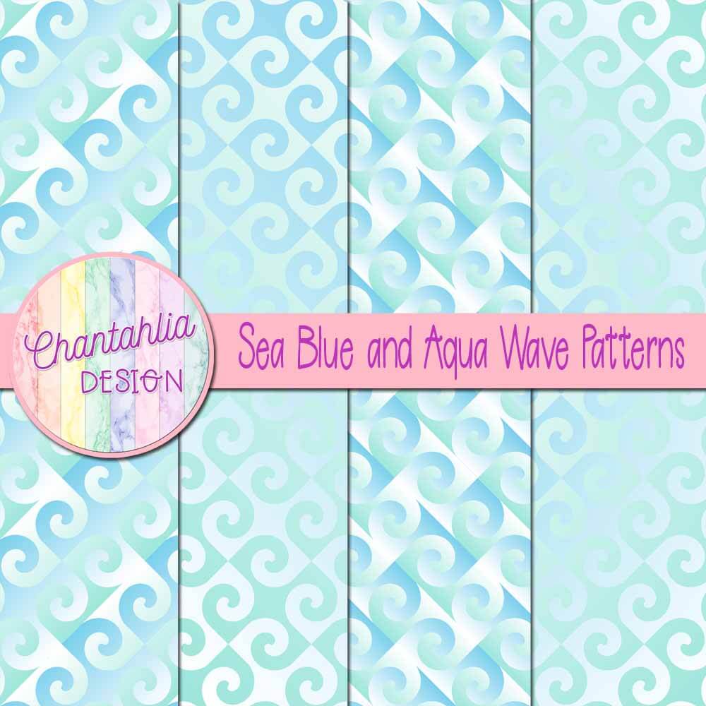 Free Sea Blue and Aqua Digital Papers with Wave Designs