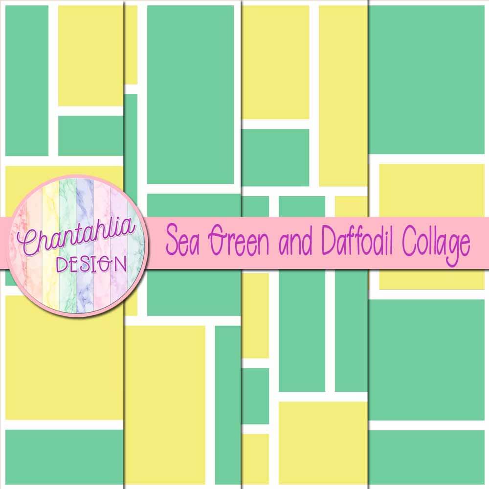Free Sea Green and Daffodil Digital Papers with Collage Designs