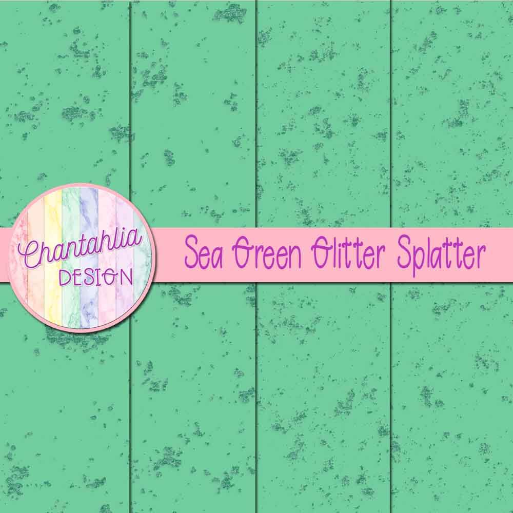 Free Digital Papers featuring Sea Green Glitter Splatter Designs