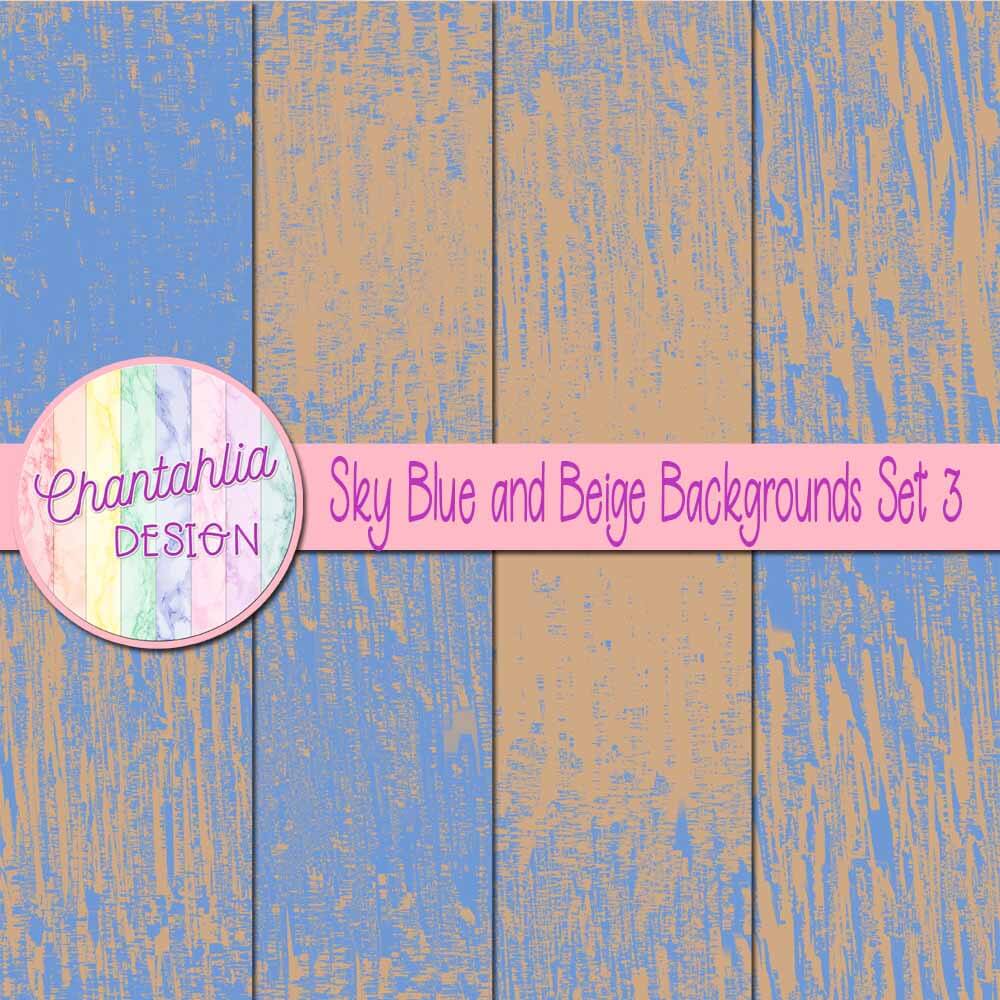 Free Sky Blue and Beige Digital Paper Backgrounds