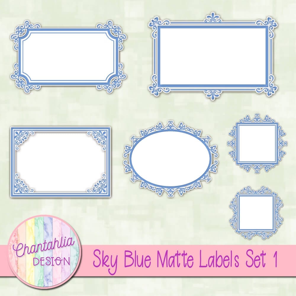 Free Matte Labels Design Elements in Sky Blue